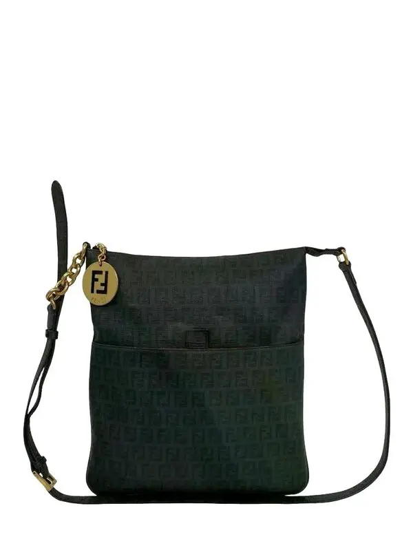 Fendi Zucchino Charm Zip Crossbody Bag - Black