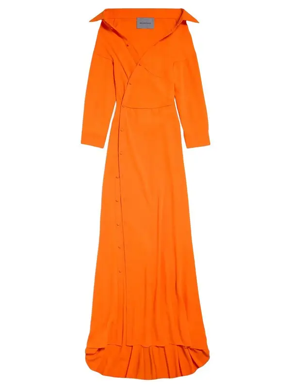 Balenciaga Off-shoulder Dress In Silk Cady - Orange