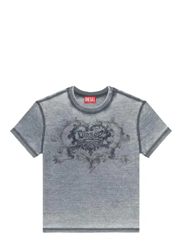 DIESEL® Jersey Burnout Effect Rhinestone Embellishment Top - Multicolor
