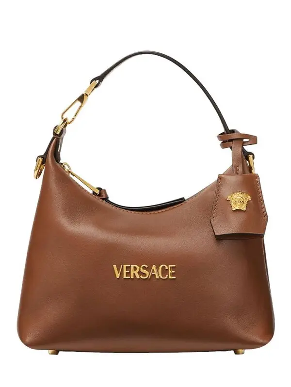 Versace Leather Hobo Bag With Embossed Logo - Multicolor