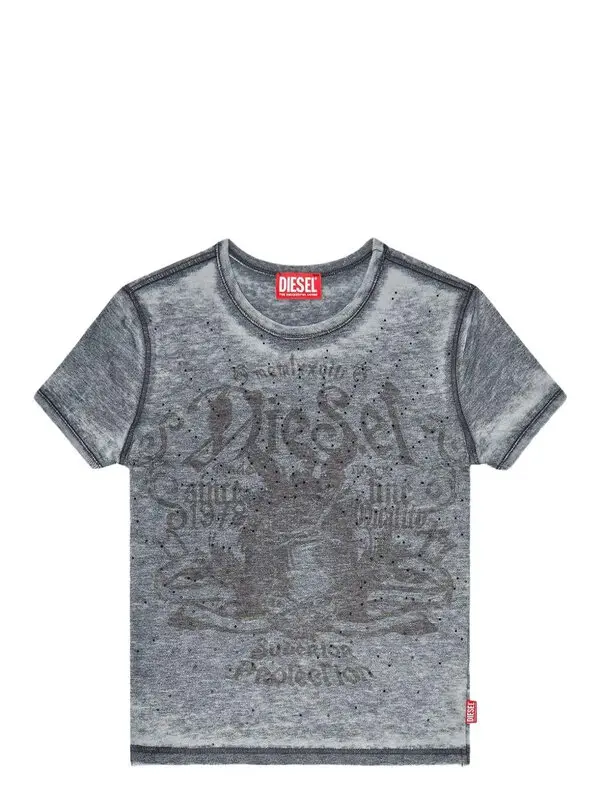 DIESEL® Grey Burnout Effect Embellished Top - Multicolor