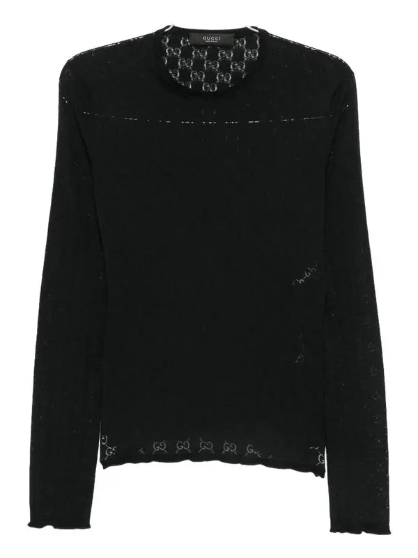 Gucci Gg-monogram Fine Knit Crew Neck Long Sleeve Sweater - Multicolor