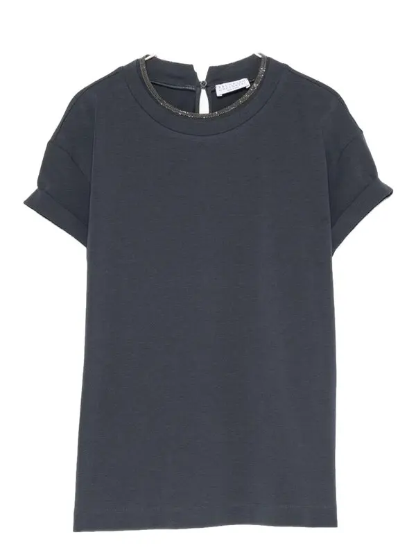 Brunello Cucinelli Monili-trim Collar Cotton T-shirt - Multicolor