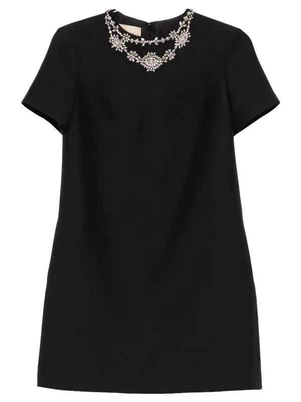 Valentino Garavani Wool And Silk Blend Mini Dress With Crystal Embellishment - Multicolor
