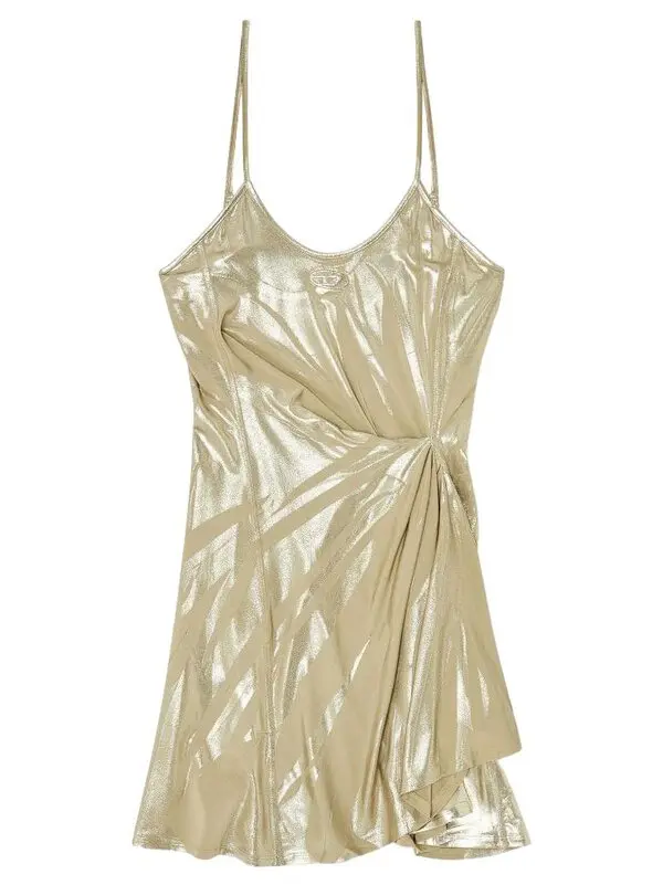 DIESEL® Draped Mini Dress With Gold-tone Metallic Finish - Multicolor
