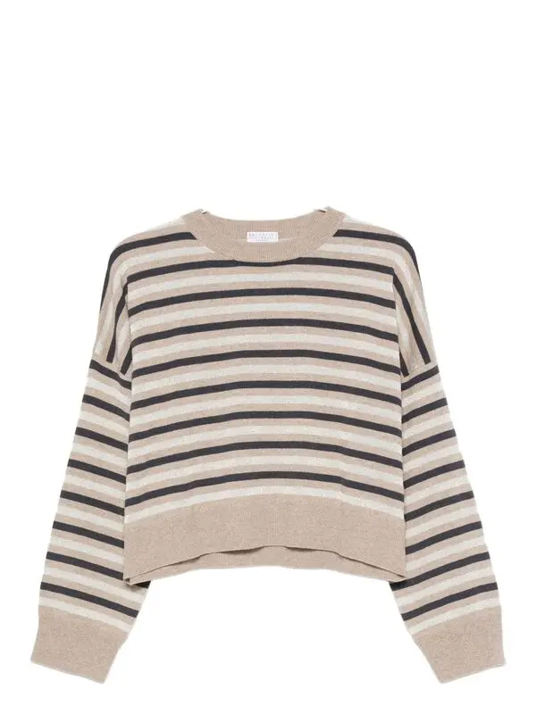 Brunello Cucinelli Striped Cashmere Crew Neck Sweater - Multicolor
