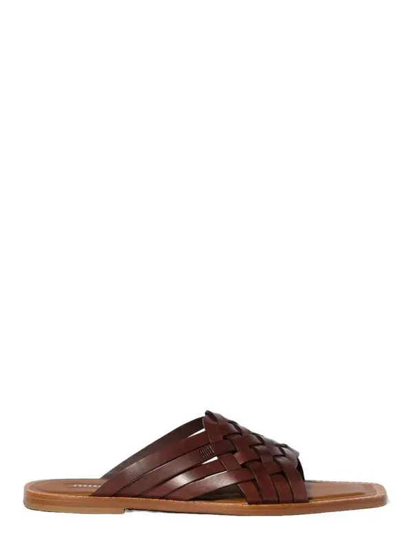 Miu Miu Braided Leather Flat Sandals - Multicolor