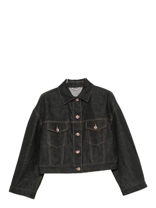 Brunello Cucinelli Denim Cotton Jacket With Contrast Stitching - Multicolor