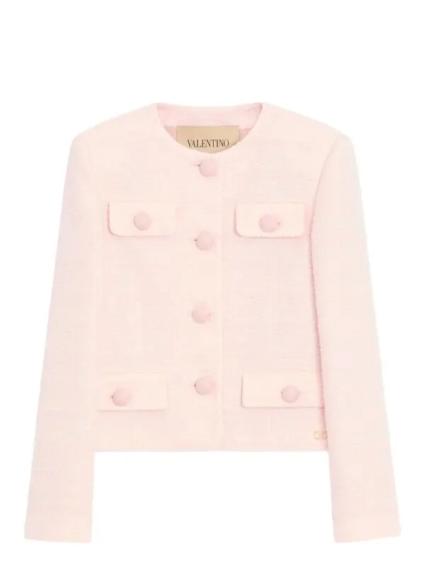 Valentino Garavani Pink Crinkle Texture Tweed Jacket - Multicolor