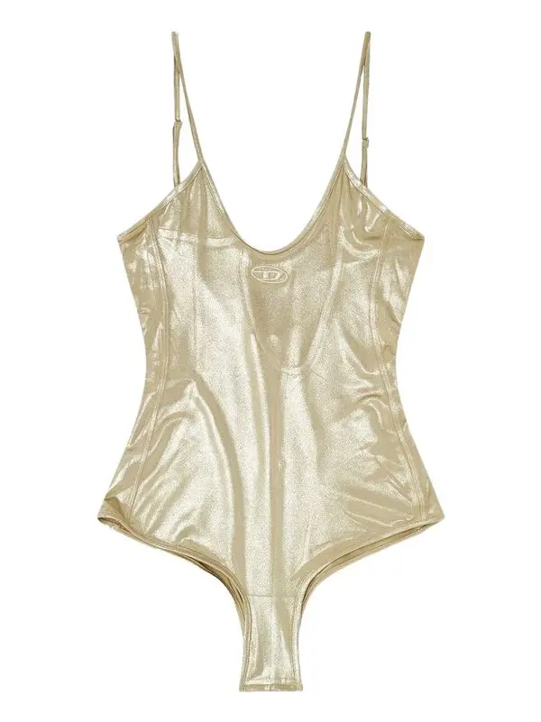 DIESEL® Gold-tone Metallic Spaghetti Strap Bodysuit - Multicolor