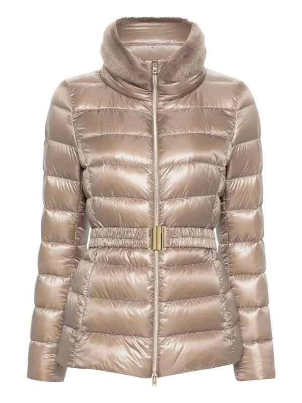 Herno Belted Down Jacket With Fur Collar - Multicolor