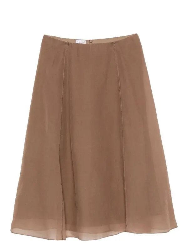 Brunello Cucinelli Silk Midi Skirt - Multicolor