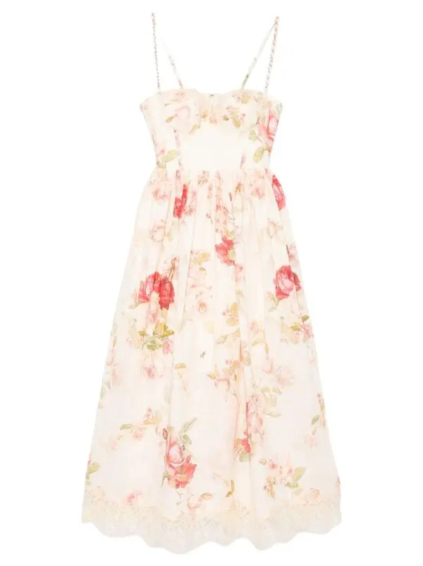 Zimmermann Roselight Linen Midi Dress - Multicolor