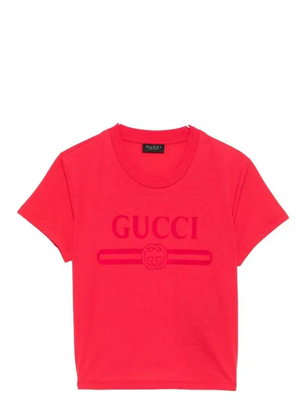 Gucci Logo Cotton Cropped T-shirt - Multicolor