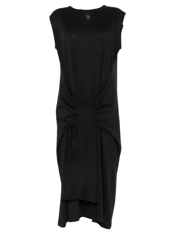 TOTEME Black Knotted Detail Round Neck Sleeveless Cotton Dress - Multicolor