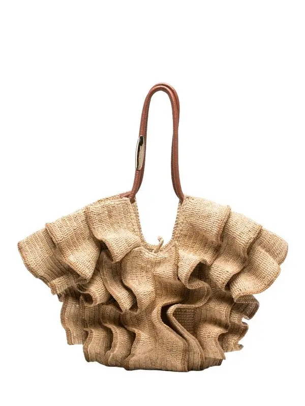 Zimmermann Raffia Tote With Ruffle Detail - Multicolor