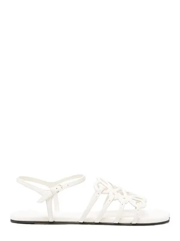 Loewe White Leather Anagram Sandals - Multicolor