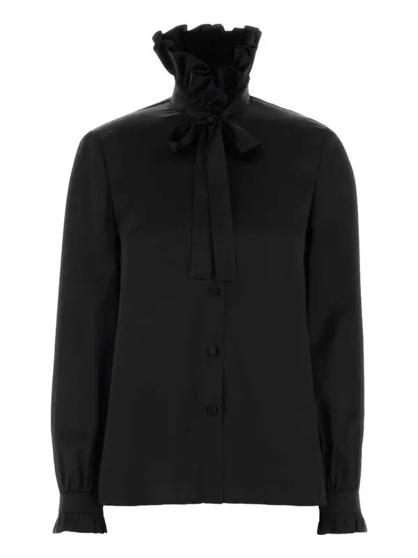 Gucci Satin Silk Shirt With Ruffled Collar - Multicolor
