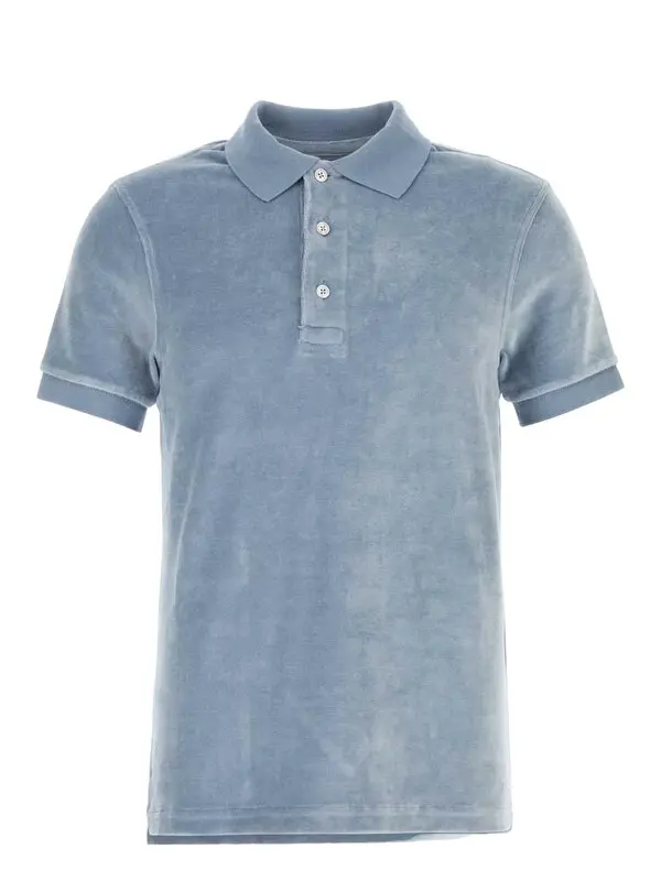 TOM FORD Light Velvet Polo Shirt - Blue