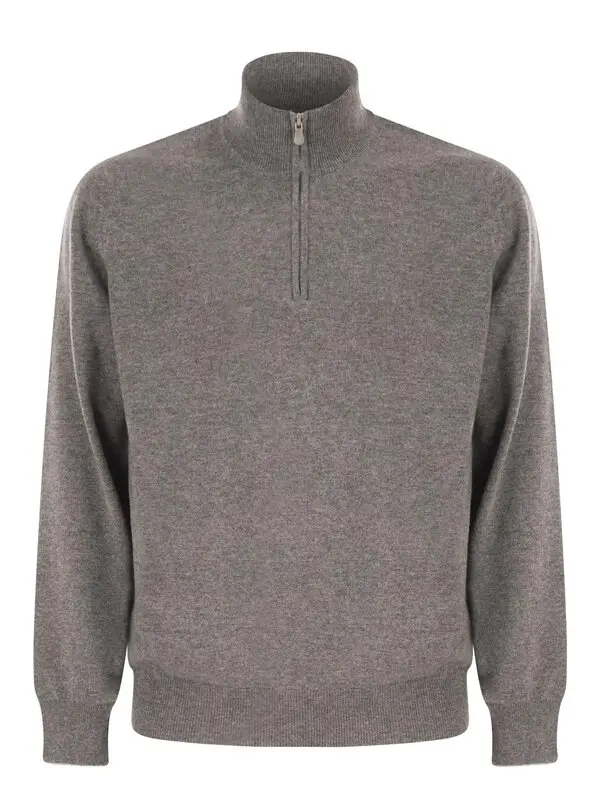 Brunello Cucinelli Cashmere Quarter Zip Sweater - Gray