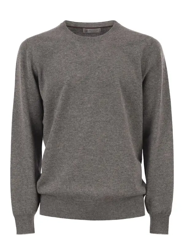 Brunello Cucinelli Pure Cashmere Crew Neck Sweater - Gray