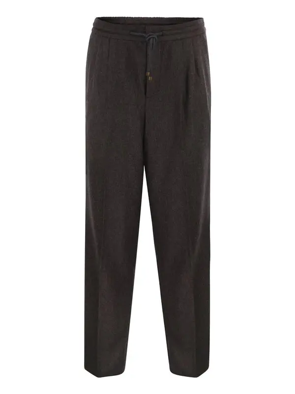 Brunello Cucinelli Virgin Wool Tailored Jogger Trousers - Brown