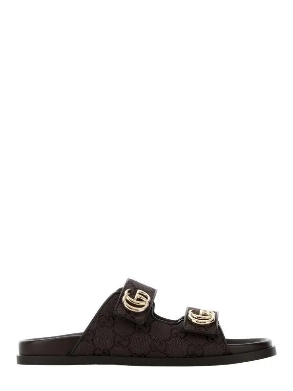 Gucci Dark Canvas Slides - Brown