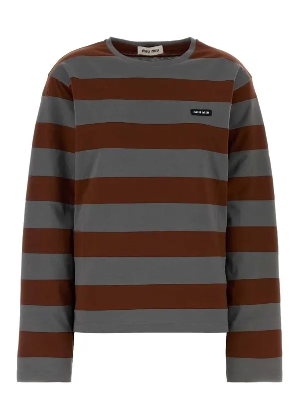 Miu Miu Embroidered Cotton Oversize T-shirt - Multicolor