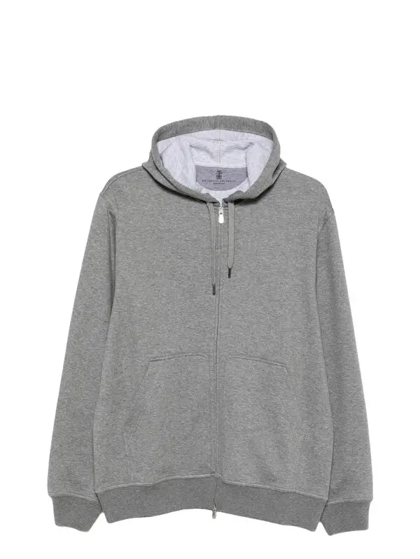 Brunello Cucinelli Grey Cotton Blend Zip-up Hoodie - Multicolor