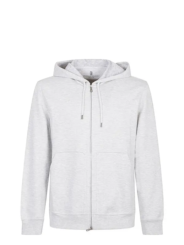 Brunello Cucinelli Heather Grey Cotton Blend Zip-up Hoodie - Multicolor