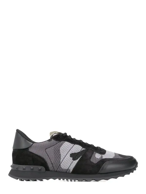 Valentino Garavani Rockrunner Camouflage Suede And Mesh Sneakers - Multicolor