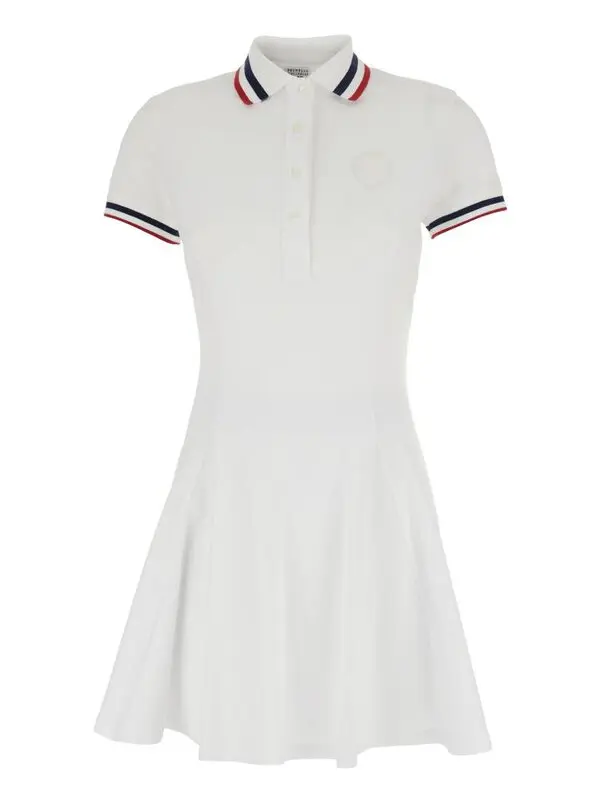 Brunello Cucinelli Short Sleeve Striped Collar Dress - Multicolor