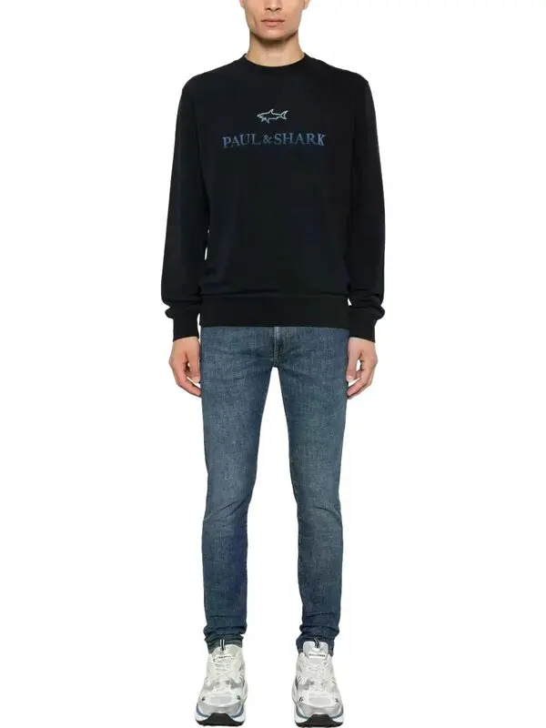 Paul & Shark Flocked Logo Sweater - Blue