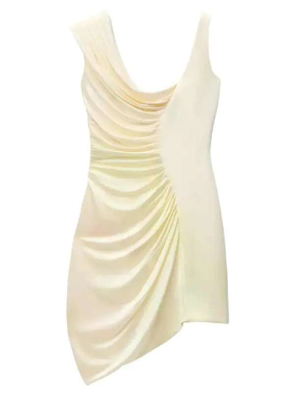 Versace Asymmetric Draped Mini Dress - Neutrals