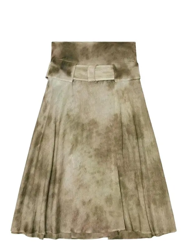 DIESEL® Belted Logo-jacquard Satin Midi Skirt - Neutrals