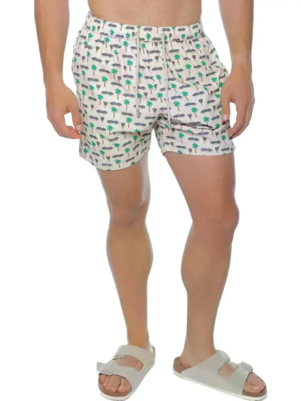 MC2 SAINT BARTH Palm Tree-print Swim Shorts - Neutrals