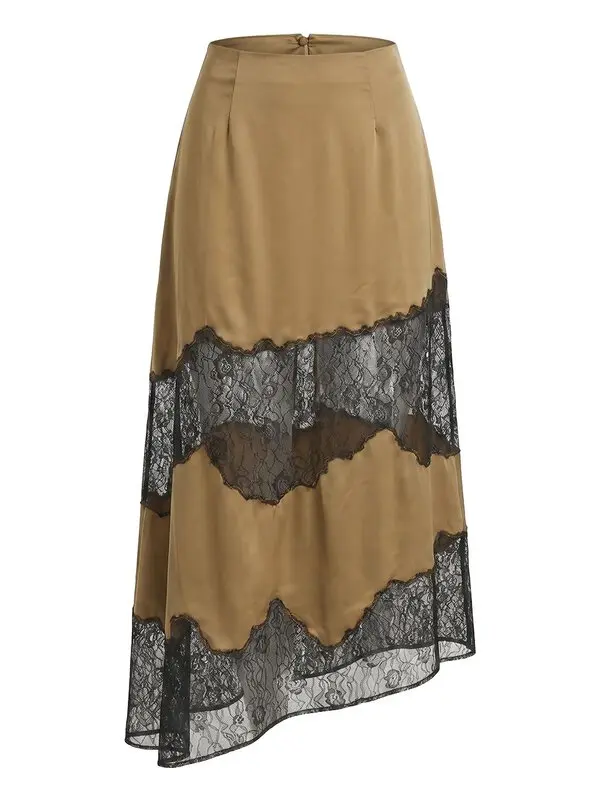 LILY AND LIONEL Eleanor Lace Insert Midi Skirt - Green