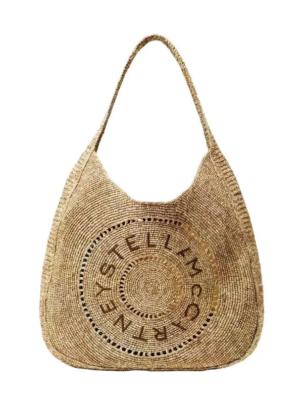 Stella McCartney Logo-perforated Raffia Tote Bag - Neutrals
