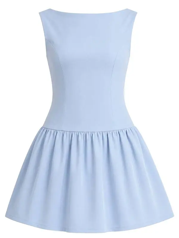 GIRL IN MIND Codi Boat Neck Low Back Mini Dress - Blue
