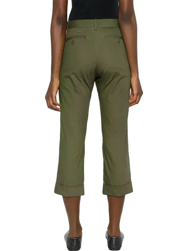 Yohji Yamamoto Cropped Cotton Chino Trousers - Green