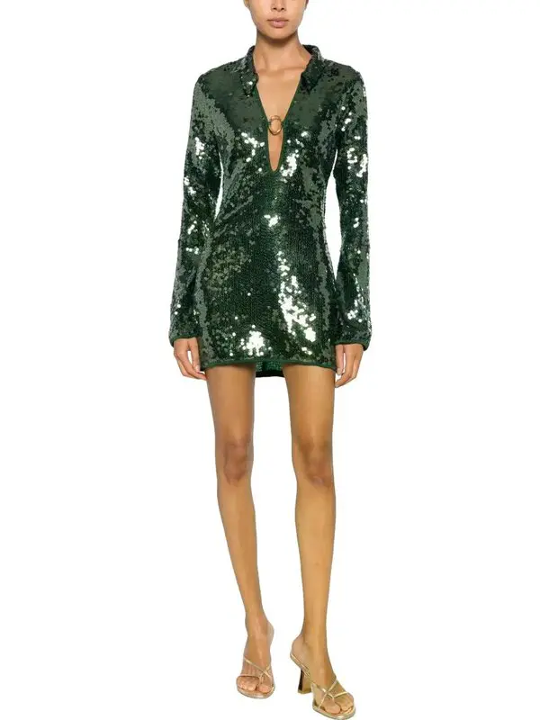 Oseree Marilyn Sequin-embellished Mini Dress - Green