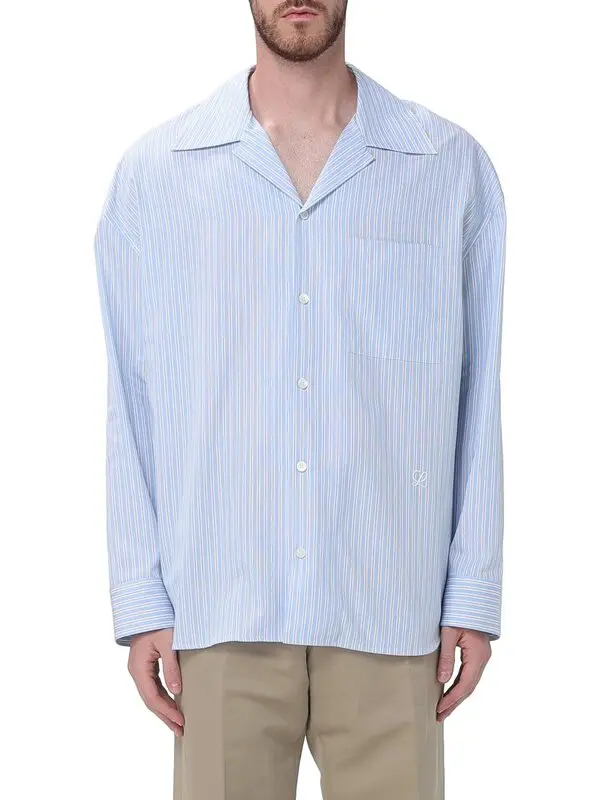 Loewe Striped Cotton Casual Shirt - Gnawed Blue