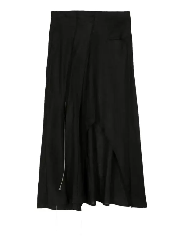 Yohji Yamamoto Asymmetrical Linen Skirt - Black