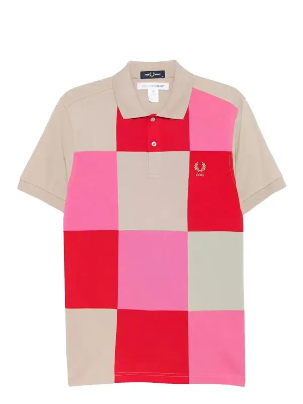 Comme Des Garçons Patchwork-effect Logo-embroidered Polo Shirt - Neutrals