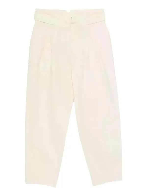 PSOPHIA Cream Pleated Tapered Trousers - Neutrals