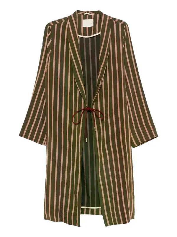 Momoni Vertical Stripe Linen Coat - Green