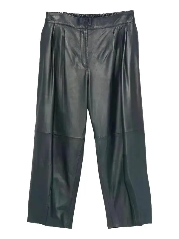 PSOPHIA Pleated Leather Trousers - Blue