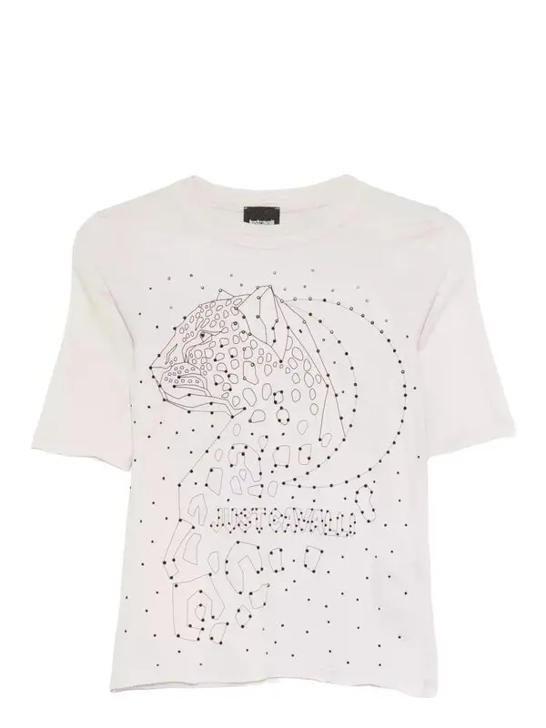 Just Cavalli Graphic Print Raw-edge T-shirt - Neutrals