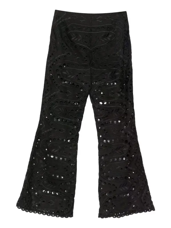 Charo Ruiz Ibiza Broderie Anglaise Flared Trousers - Black