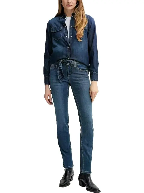 Liu Jo Embroidered Stretch-cotton Shirt - Blue